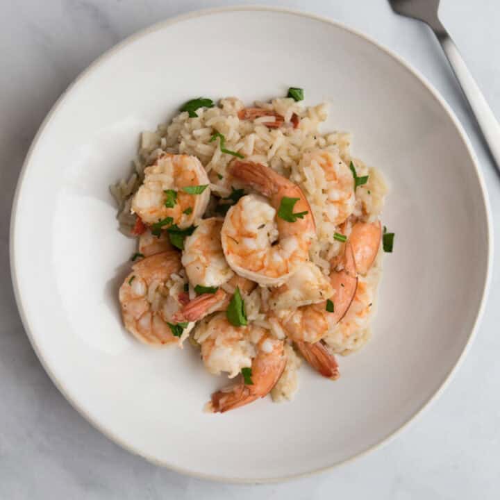 One Pan Lemon Garlic Shrimp & Rice | Poppy Trail Table